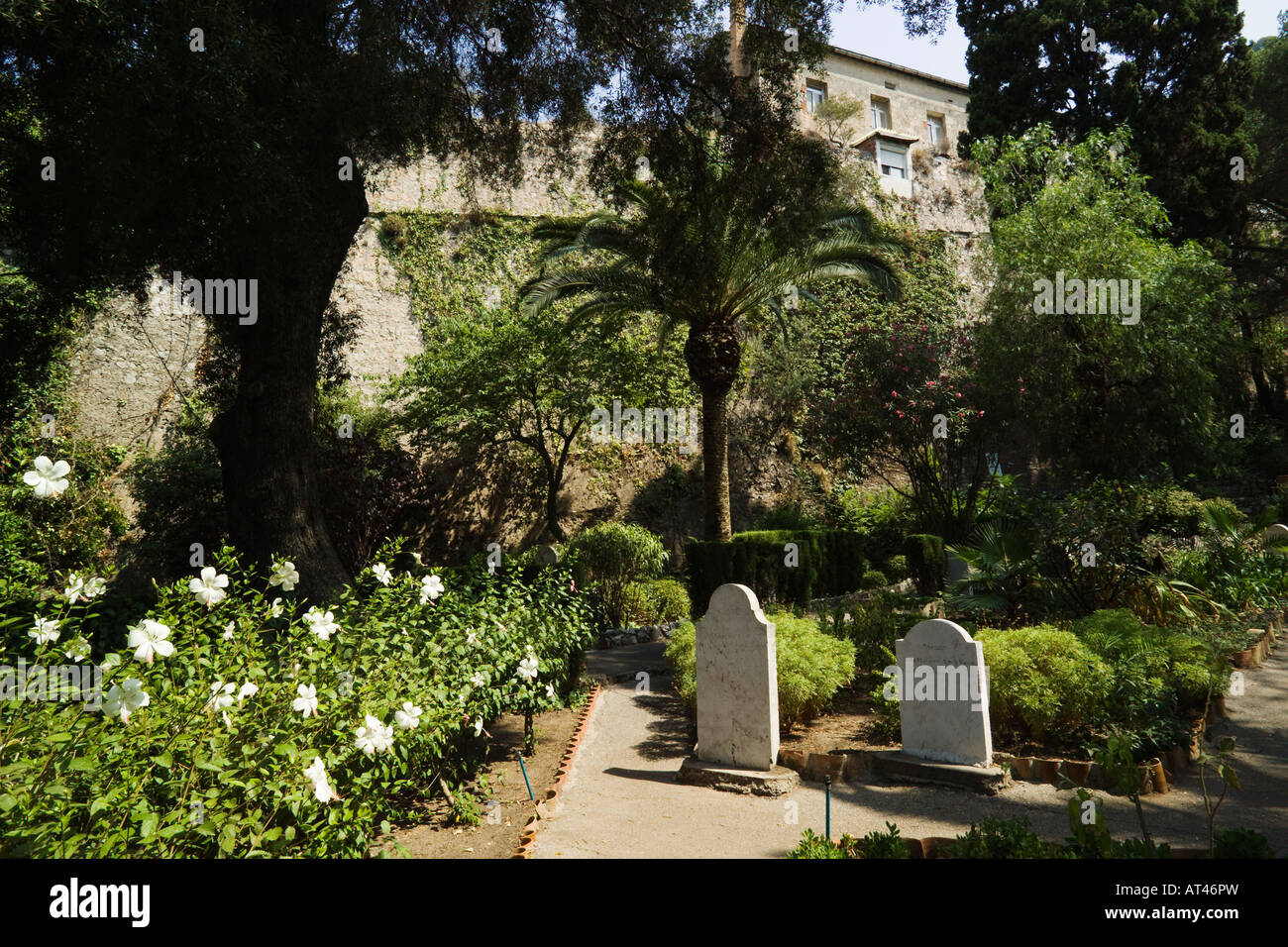 Graves and plaques in the Battle of Trafalgar cemetery Gibraltar Stock ...