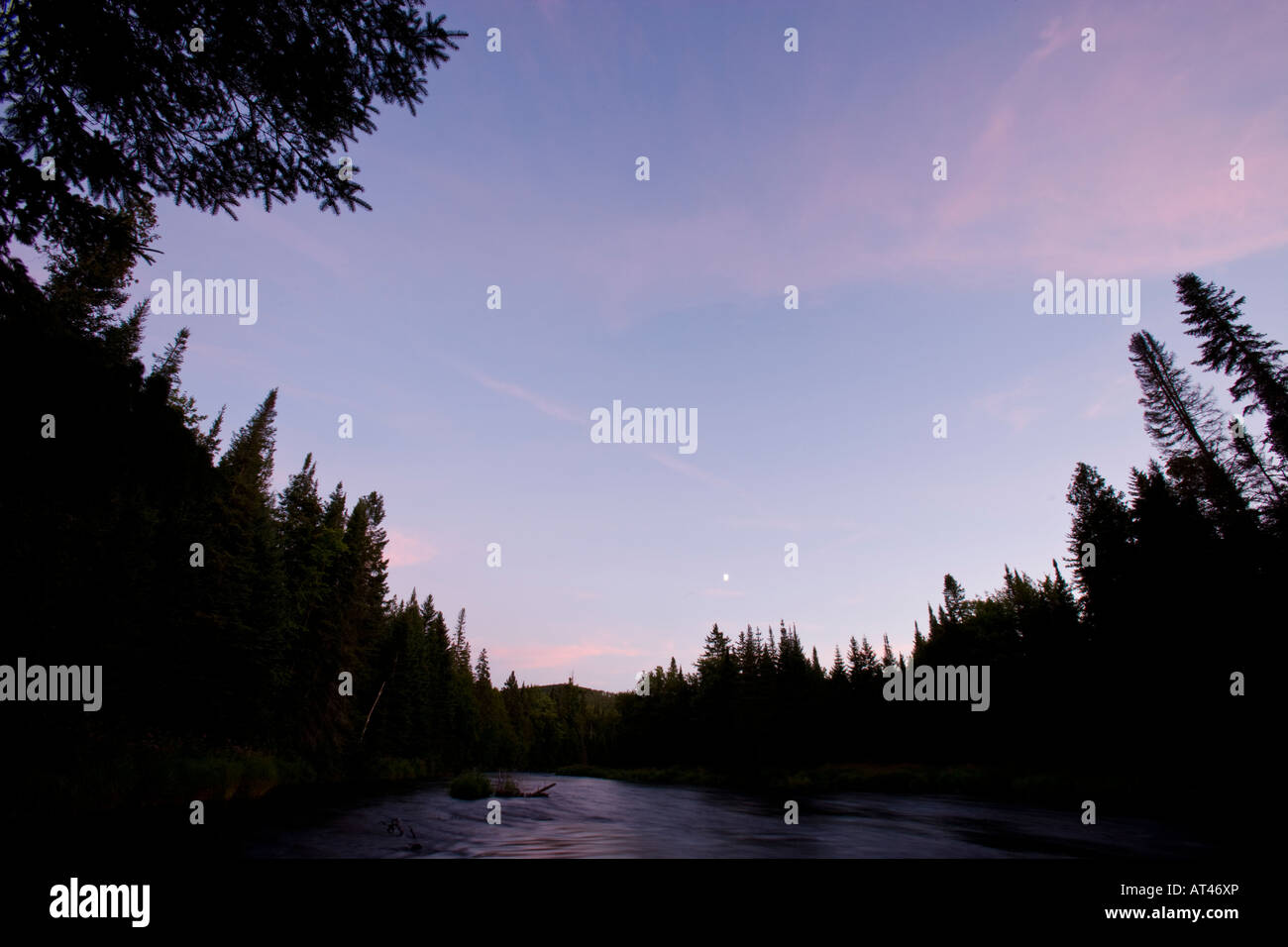 The Connecticut River in Clarksville, New Hampshire. Dusk Stock Photo ...