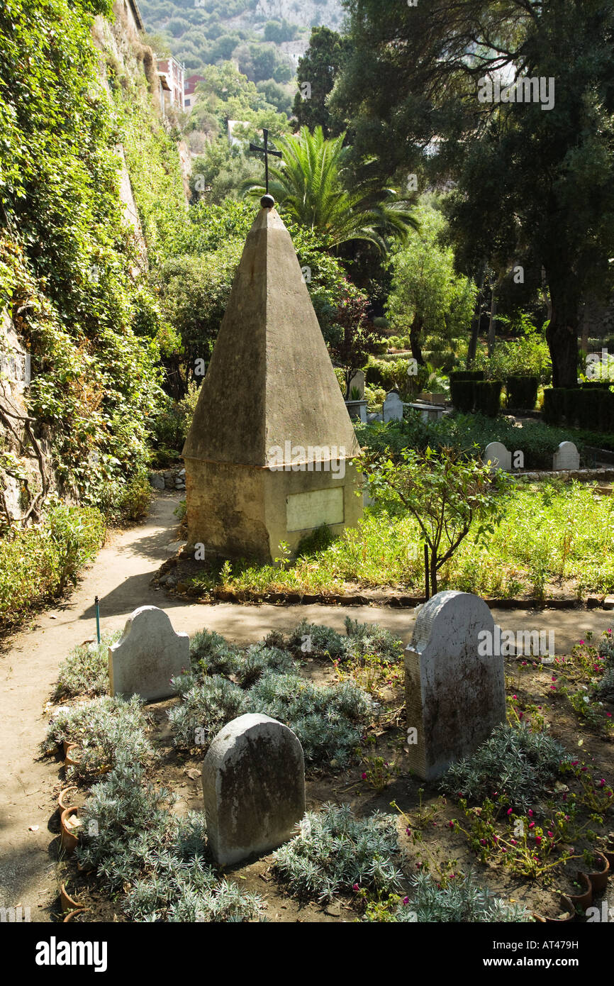 Graves and plaques in the Battle of Trafalgar cemetery Gibraltar Stock ...