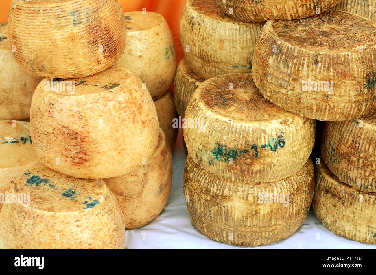 Heads of cheese in a Greek market Stock Photo - Alamy