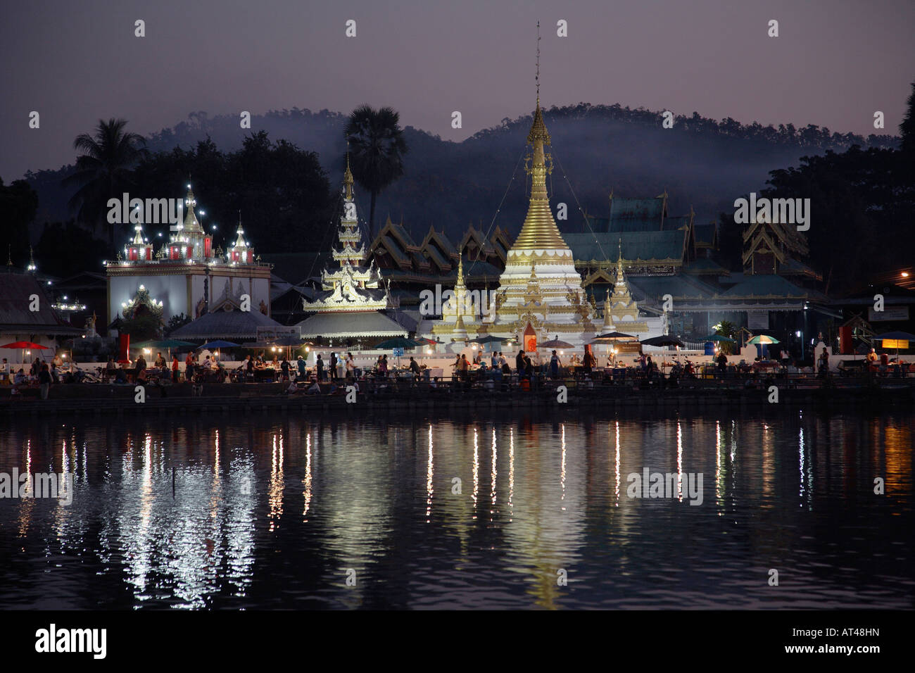 Thailand Mae Hong Son Nong Jong Kham Lake Wat Jong Klang buddhist ...