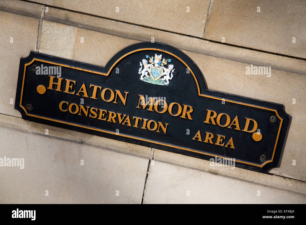 Heaton Moor Road conservation area sign. Heaton Moor, Stockport ...
