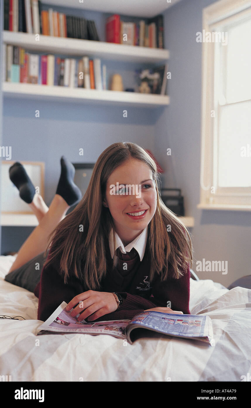 school girl reading a magazine Stock Photo - Alamy