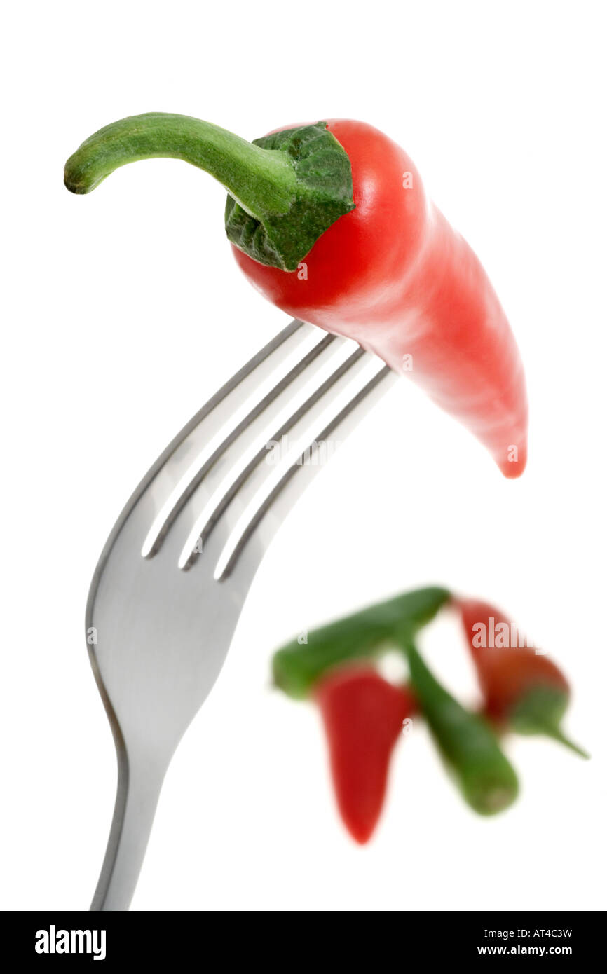 Red Chilli Pepper on a Fork Stock Photo - Alamy