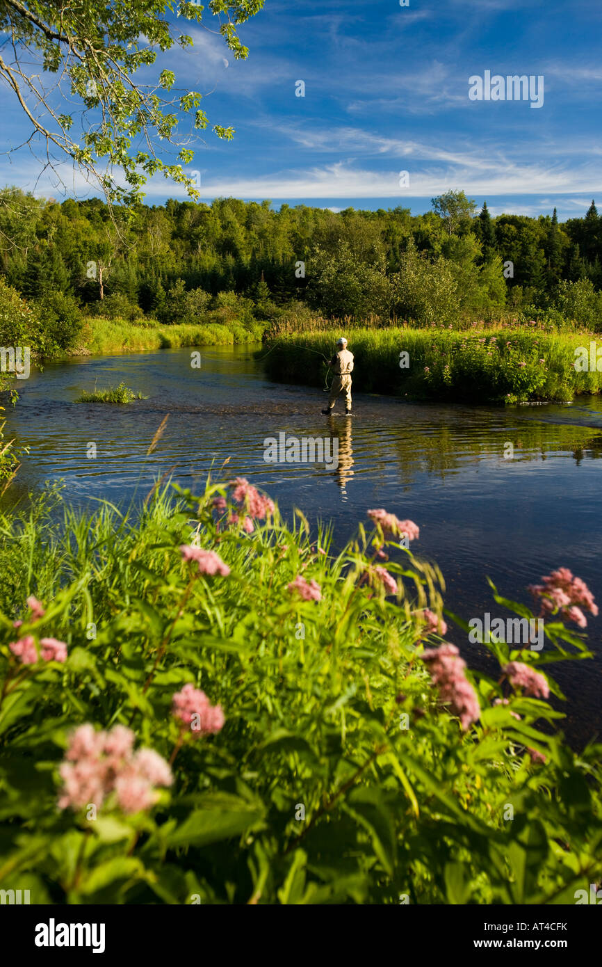 A man fly-fishing on the Connecticut River in Clarksville, New ...