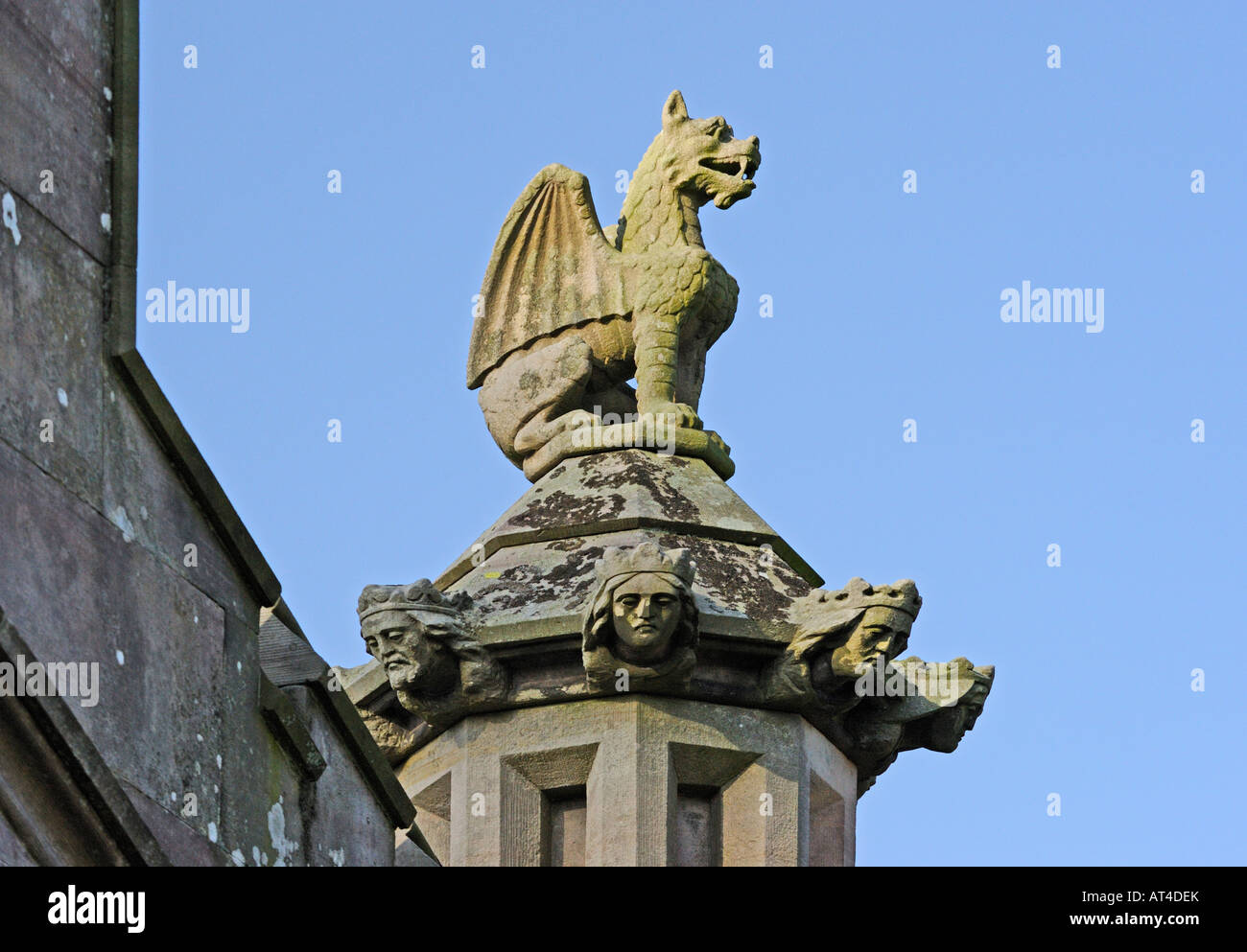Dragon and heads on mausoleum of the Earl of Lonsdale. Church of Saint ...