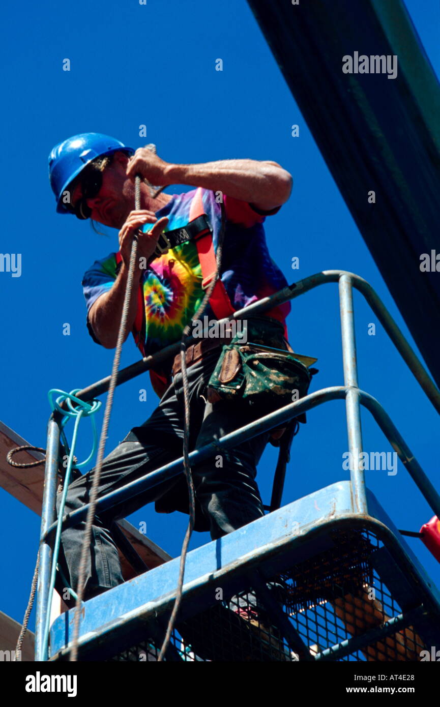 Worker on Scaffolding Stock Photo - Alamy
