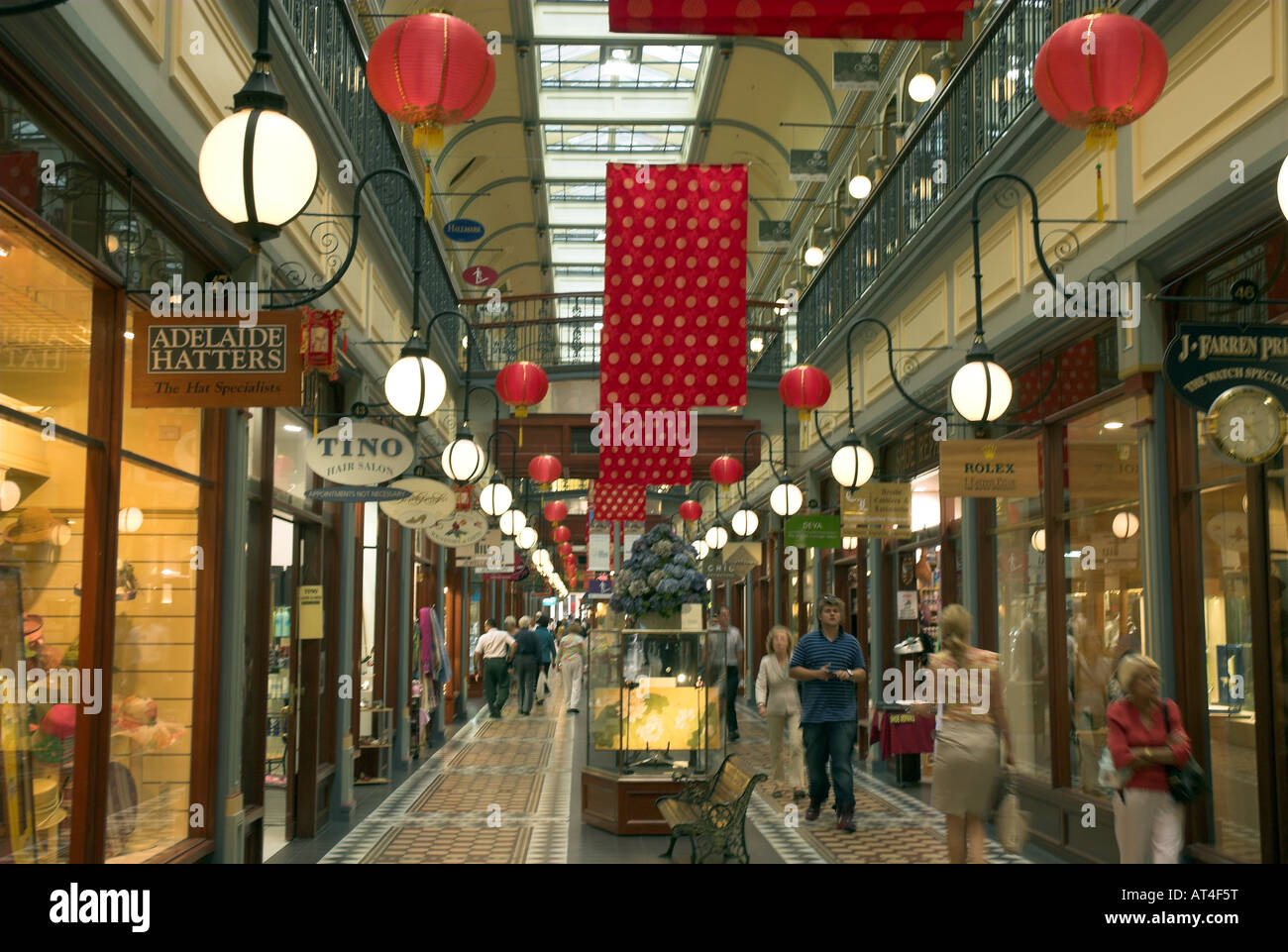 Shoppers inside Adelaide Arcade, Adelaide, South Australia Stock Photo ...