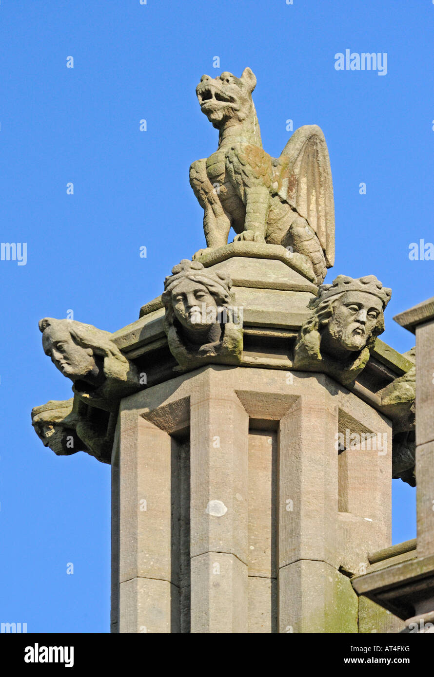 Dragon and heads on mausoleum of the Earl of Lonsdale. Church of Saint ...