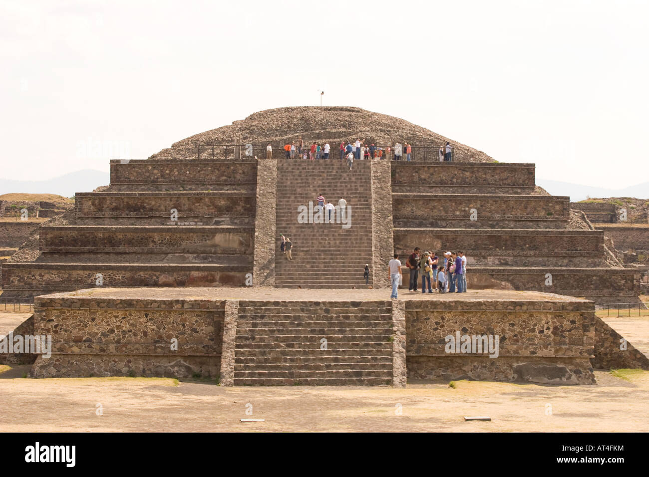 Front view of the Quetzalcoatl (feathered serpent) pyramid temple in ...
