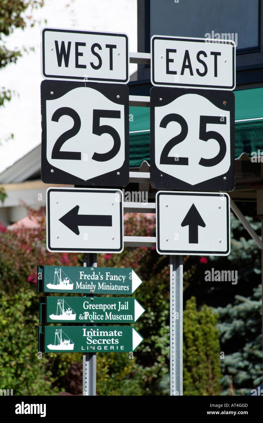 Highway 25 west and east road sign. USA Stock Photo - Alamy