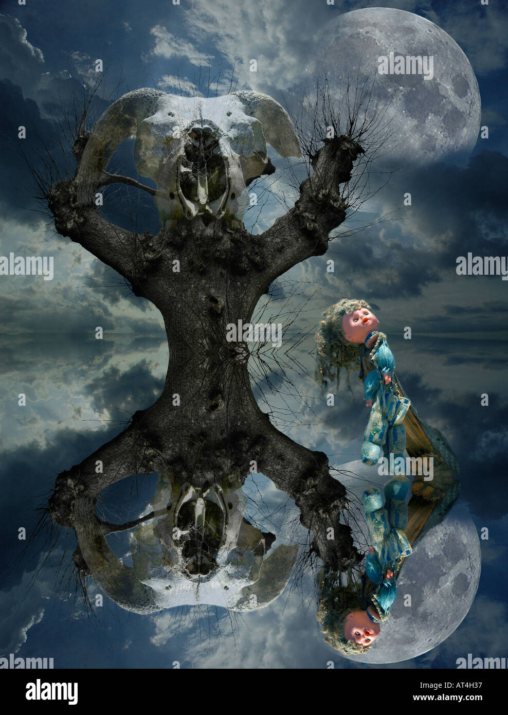 Creepy Tree and Child Fantasy Stock Photo - Alamy