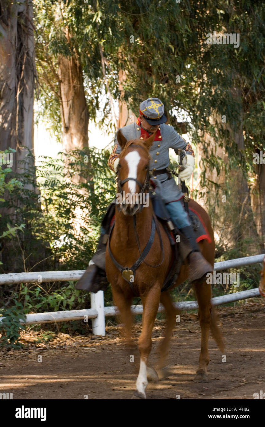 Mounted soldier in battlefield at Civil War Reenactment event Stock ...