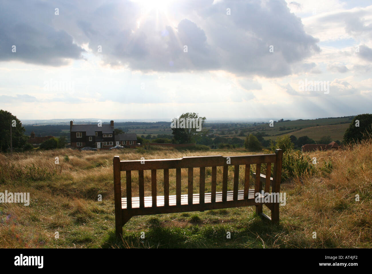 Bench on the hill Stock Photo - Alamy