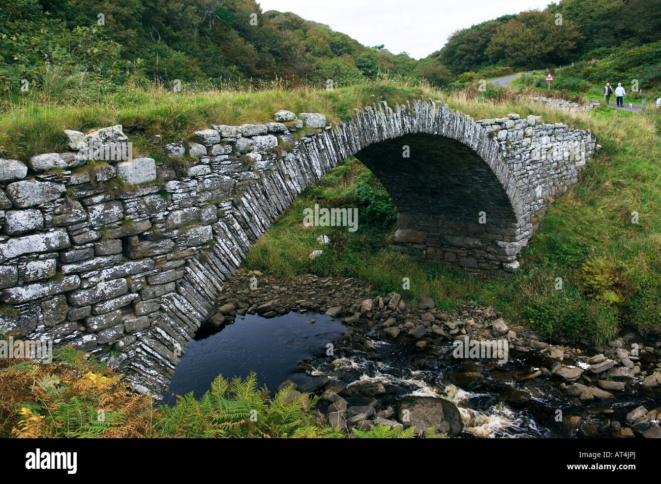 The old stone packhorse bridge in the harbour village of Latheronwheel ...