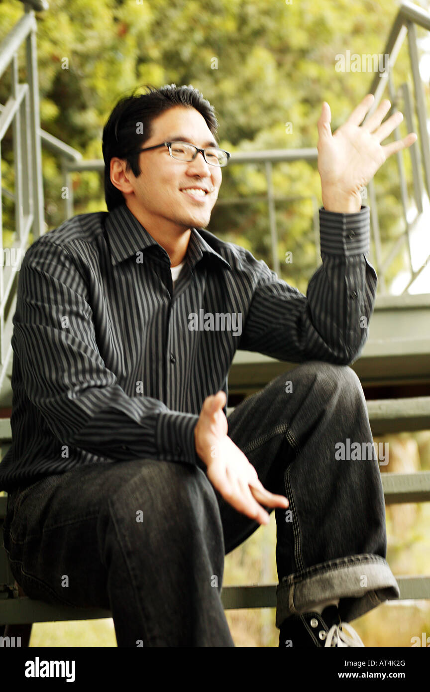 Man Talking with Hands Stock Photo - Alamy