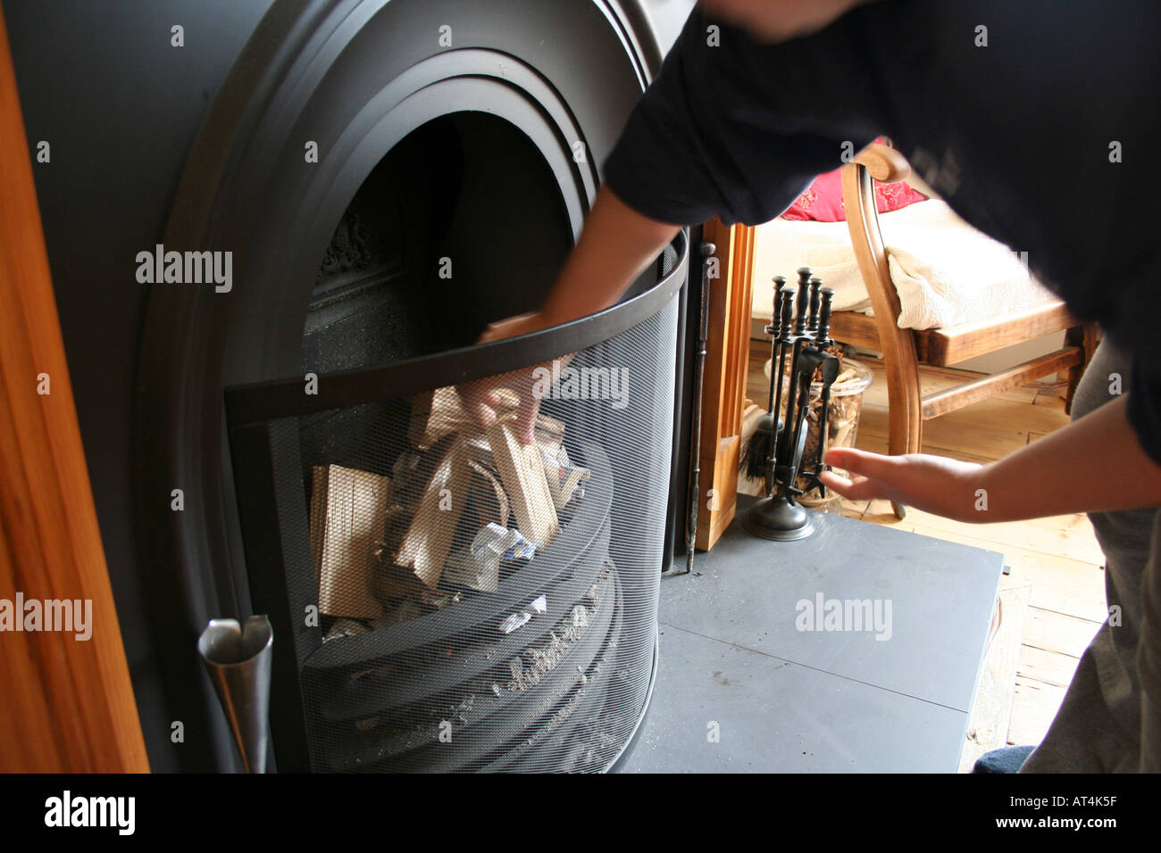 Laying a fire Stock Photo - Alamy