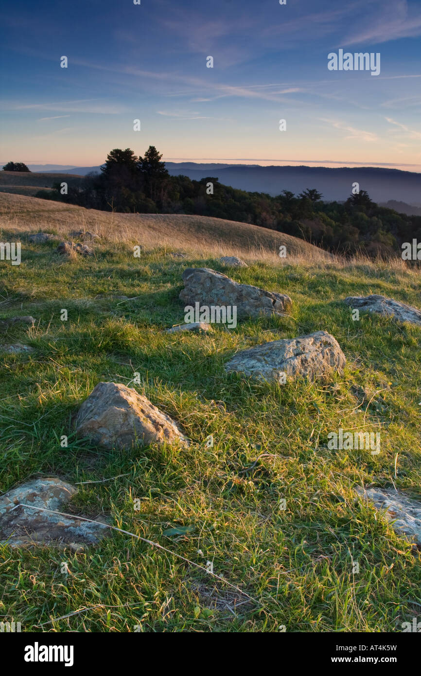 Sunset at Russian Ridge in the Santa Cruz Mountains of California Stock ...
