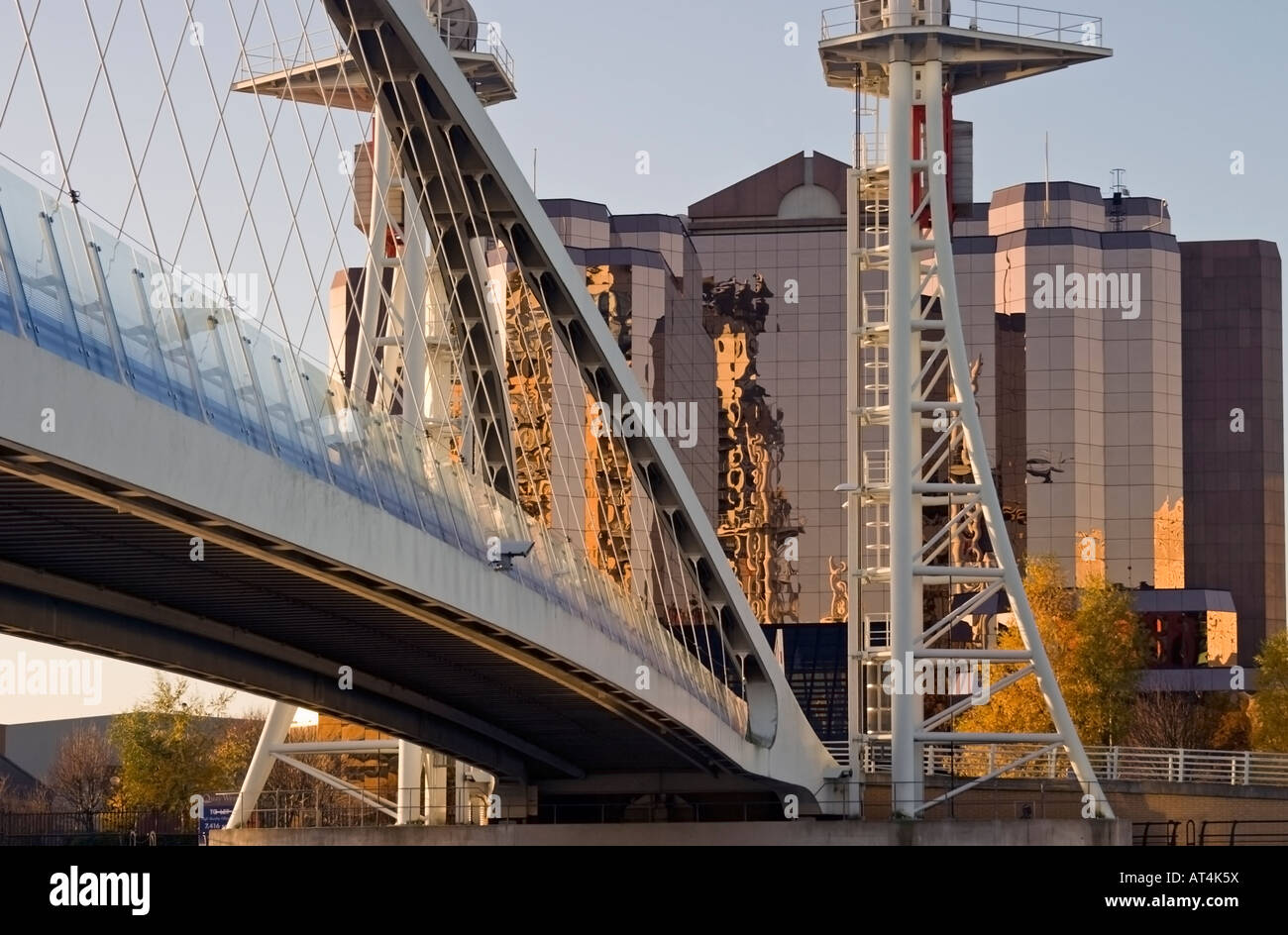Millennium Bridge To Quay West,Salford Quays Manchester Stock Photo - Alamy