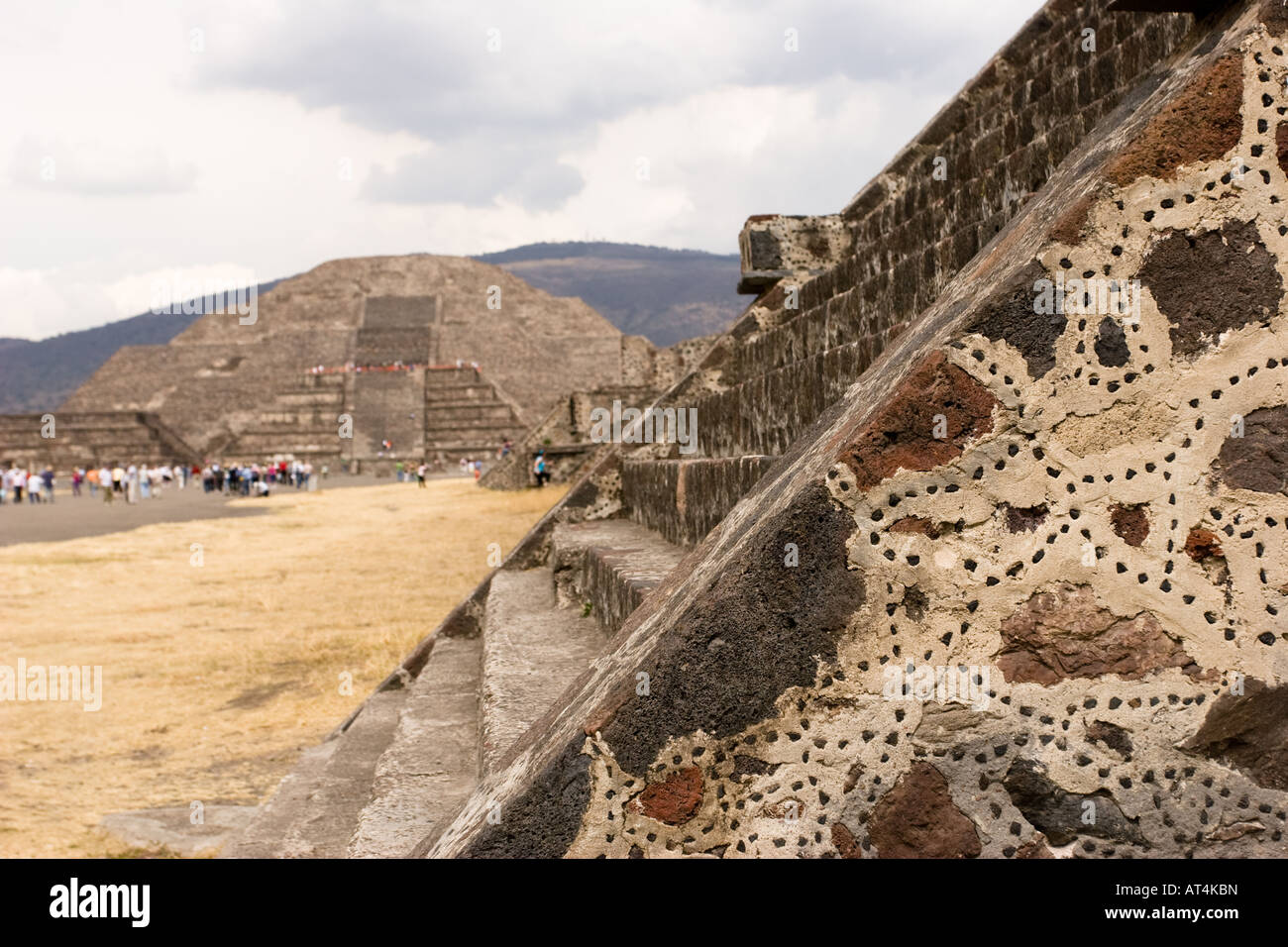 Pyramid of the moon in Teotihuacan, Mexico, viewed from a side of the ...