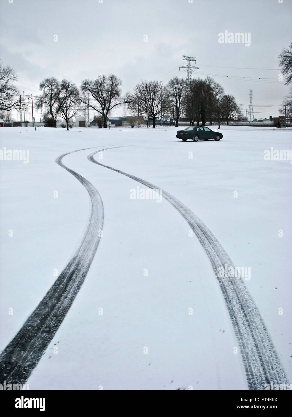 Parking lot car track winter snow nature snowy vehicle tire tracks tyre ...