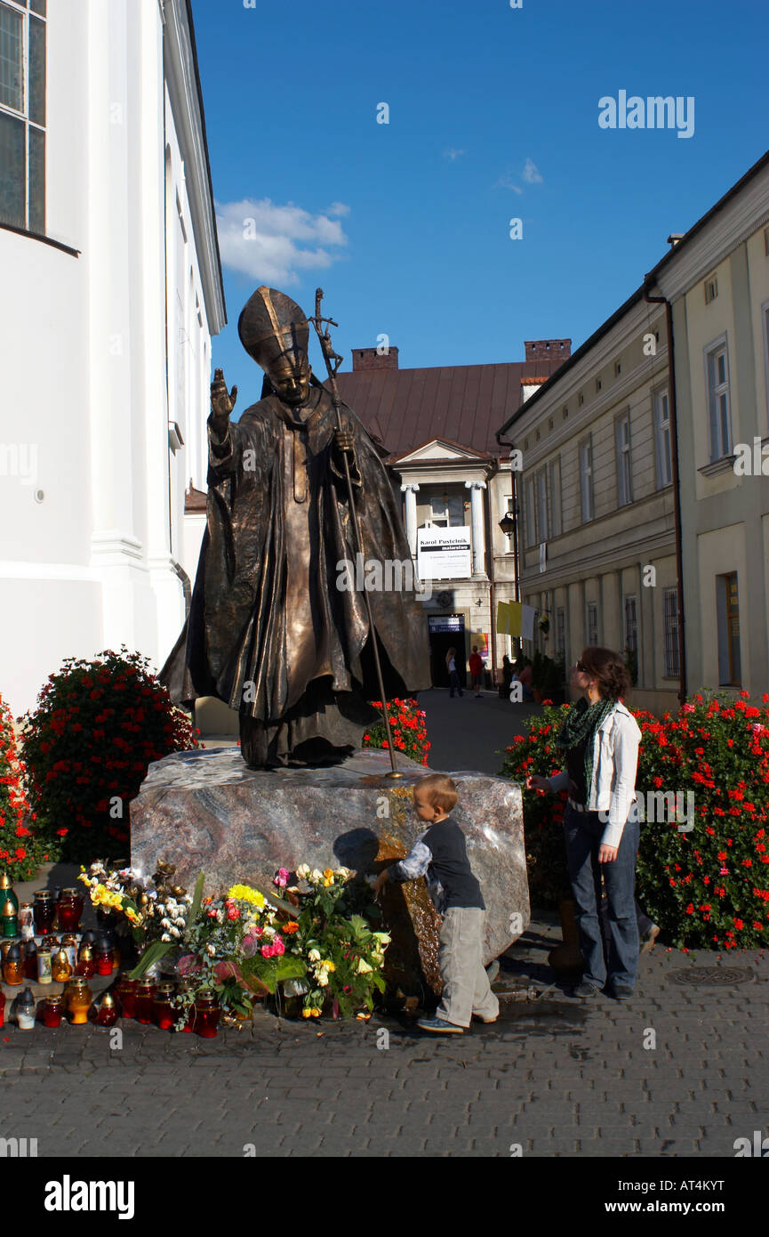 Wadowice - a birthplace of Pope John Paul II in Poland. The monument of ...