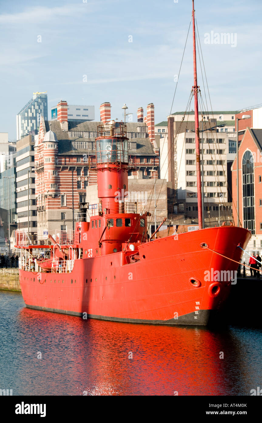 Red painted former light ship moored at Canning Dock Liverpool UK ...