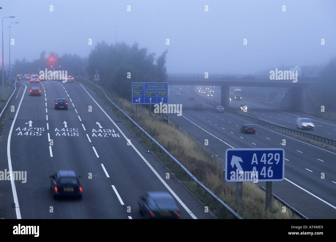 M40 motorway at junction 15, Longbridge, near Warwick, Warwickshire ...