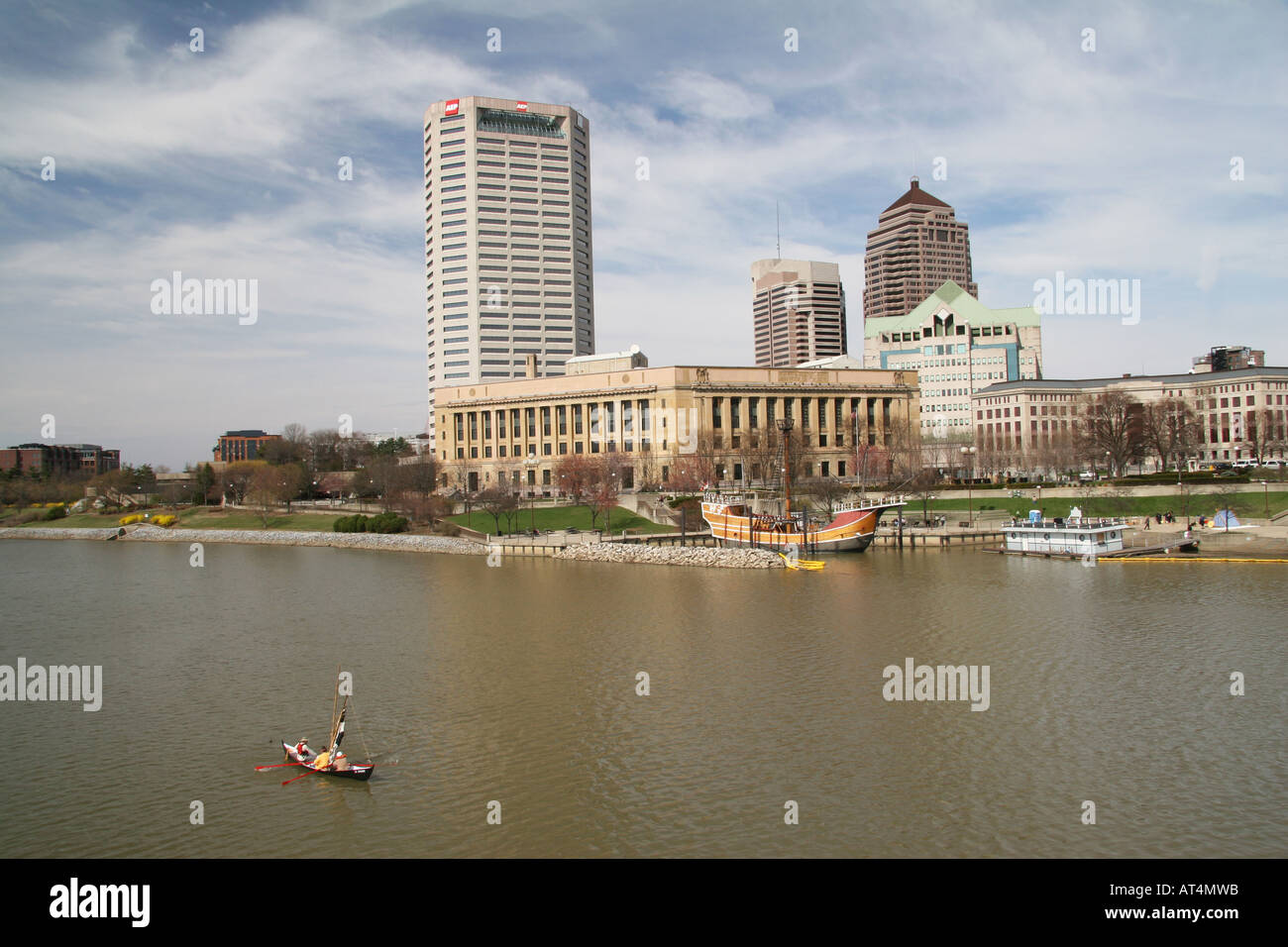 Columbus Ohio Cityscape The Santa Maria replica is visible Sailed by ...