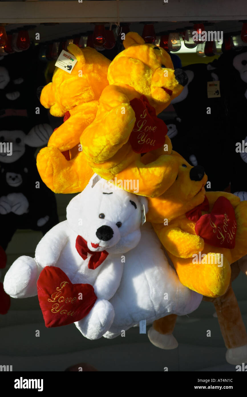 County fair carnival game prizes stuffed animals hi-res stock ...