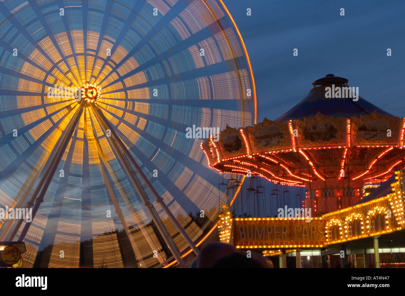 Midway rides at night at the Erie County Fair and Expo in Hamburg New ...