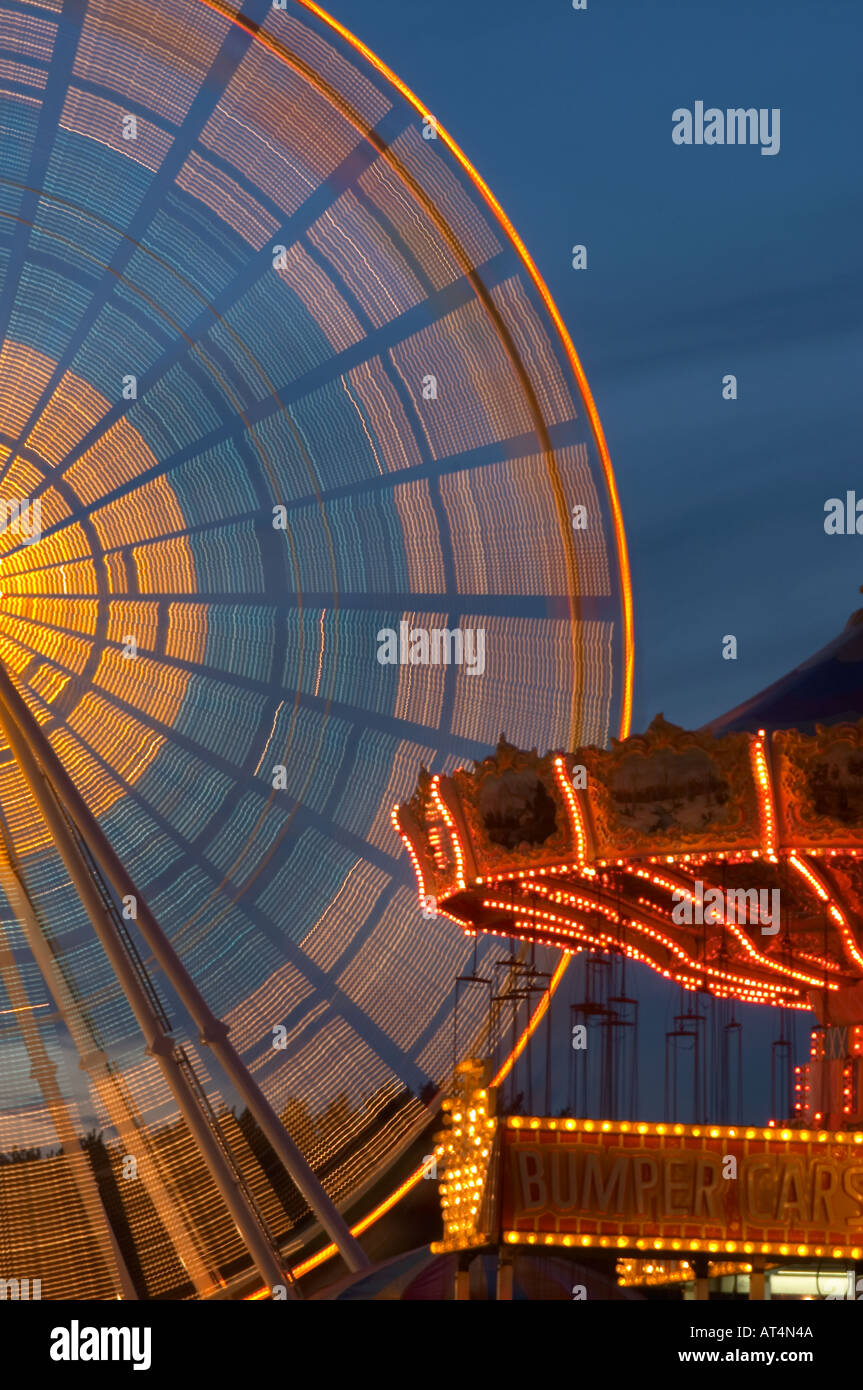 Midway rides at night at the Erie County Fair and Expo in Hamburg New ...