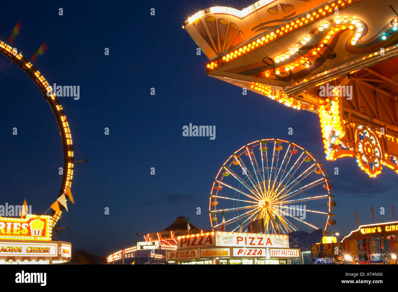 Midway rides at night at the Erie County Fair and Expo in Hamburg New ...