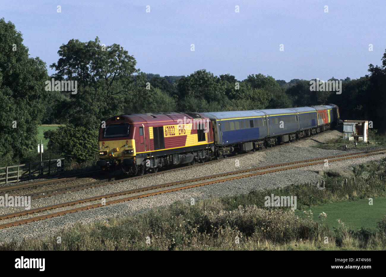 Class 67 diesel locomotive pulling Serco test train at Hatton North ...