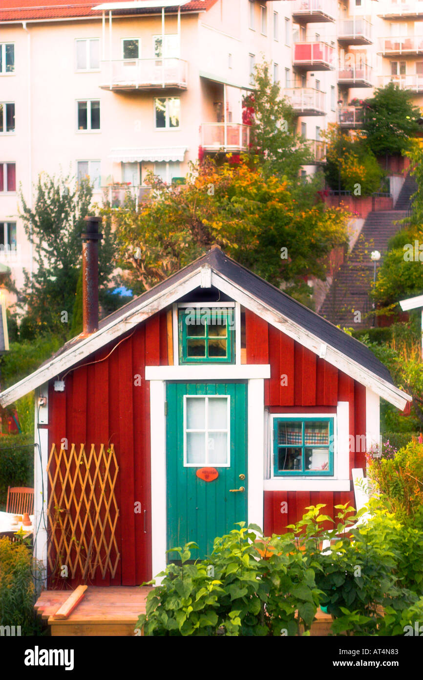 Red cabin in city Stock Photo - Alamy