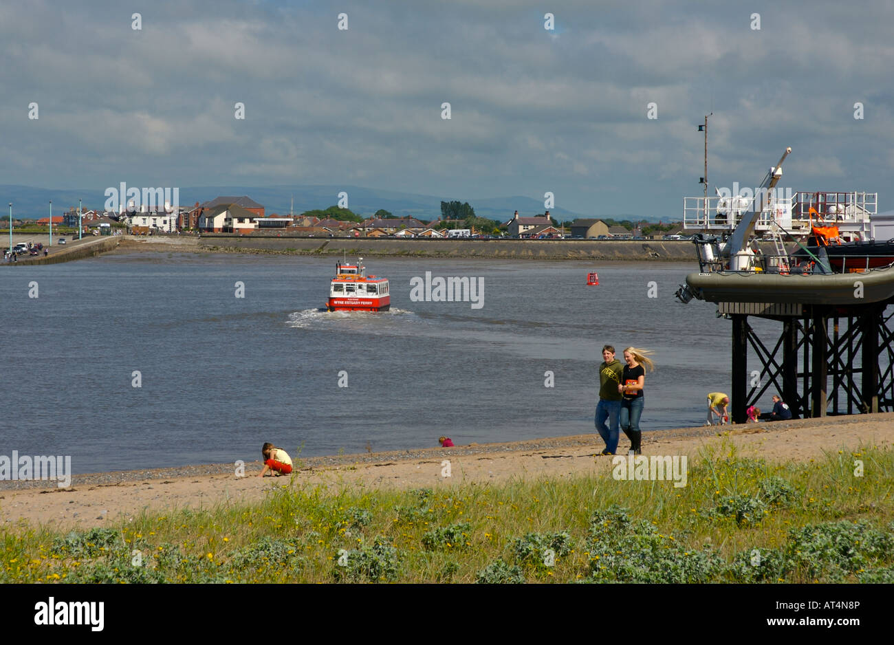 Knott End and ferry across mouth of River Wyre, from Fleetwood ...
