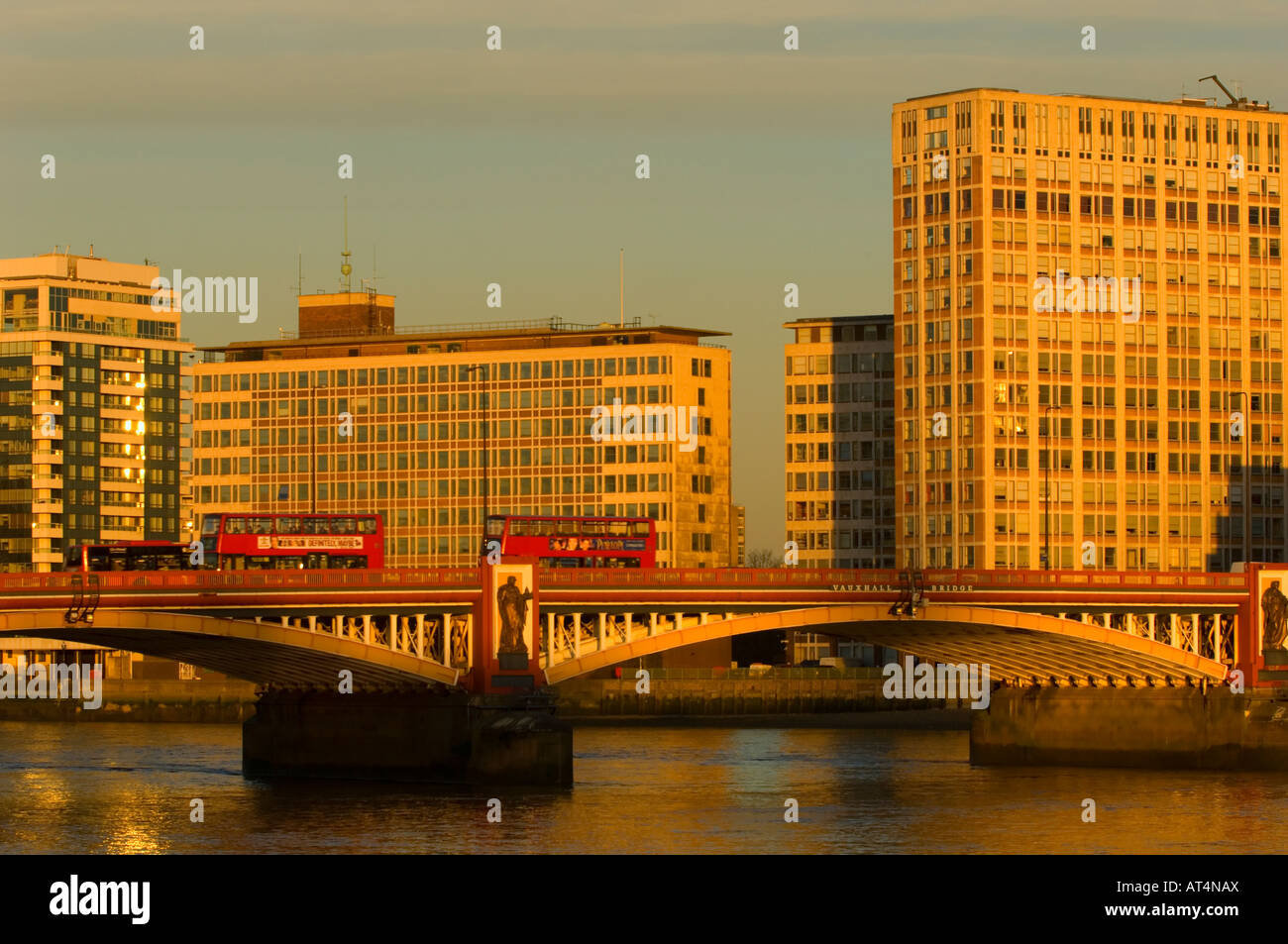 Vauxhall Bridge over River Thames and Thames House Vauxhall SW8 London ...