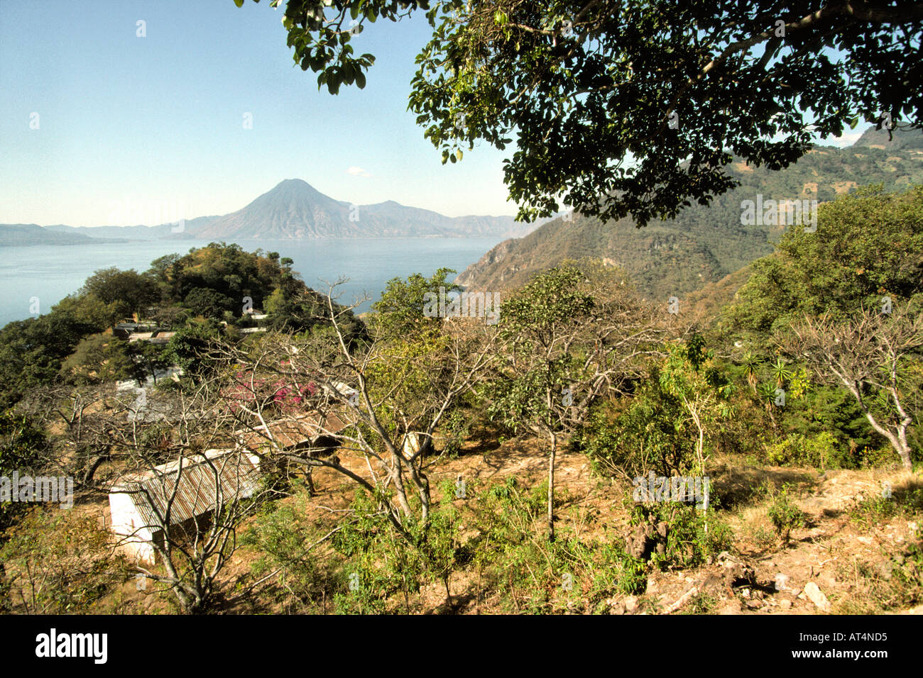 Guatemala Lake Atitlan shore landscape Stock Photo - Alamy