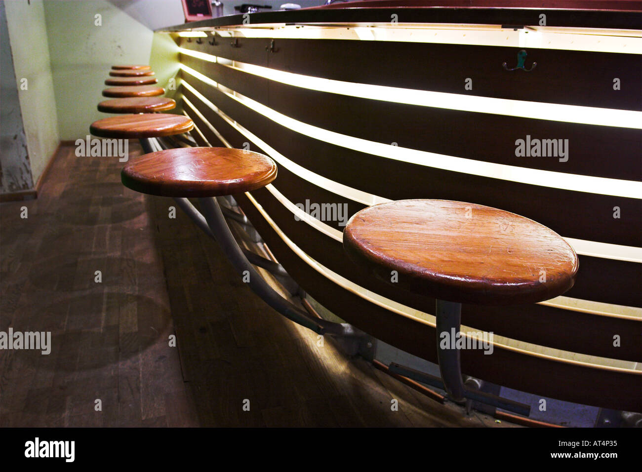 Bar seats round wood Stock Photo - Alamy