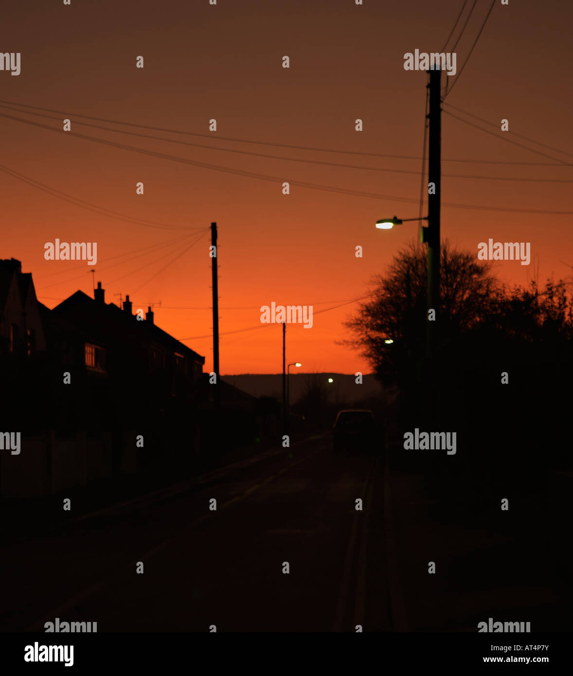 Urban street sunset of Hinderwell Lane Runswick Bay Stock Photo - Alamy