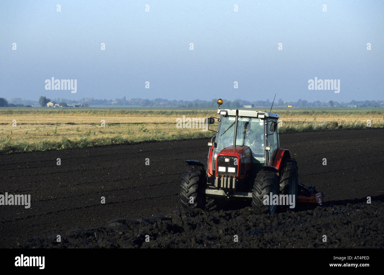 Massey Ferguson 4255 tractor power harrowing field in The Fens near ...