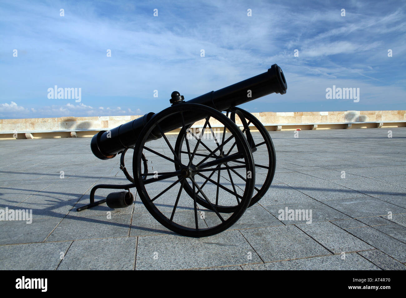 Ancient Cannon on Saint Remy Bastion - Cagliari, Sardinia, Italy Stock ...