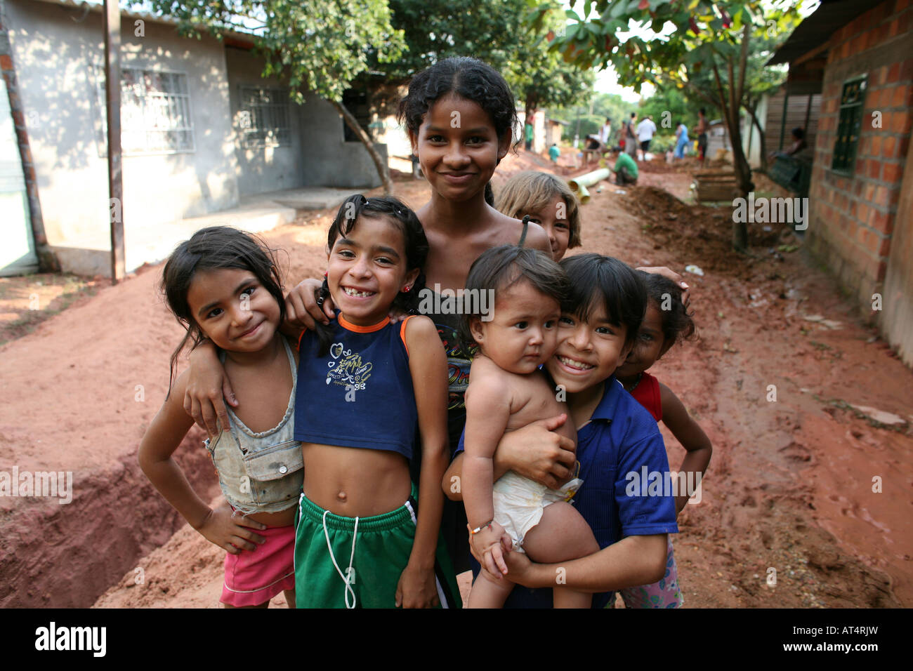 Portrait of a displaced children in the slums of Colombia Stock Photo ...