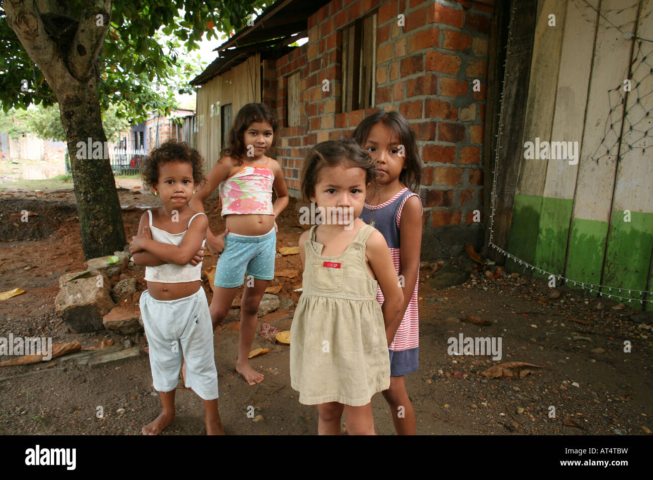 Portrait of a displaced children in the slums of Colombia Stock Photo ...