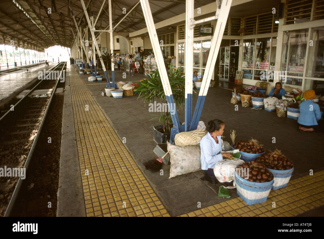 Indonesia Java transport Yogjakarta Railway Station platform Stock ...
