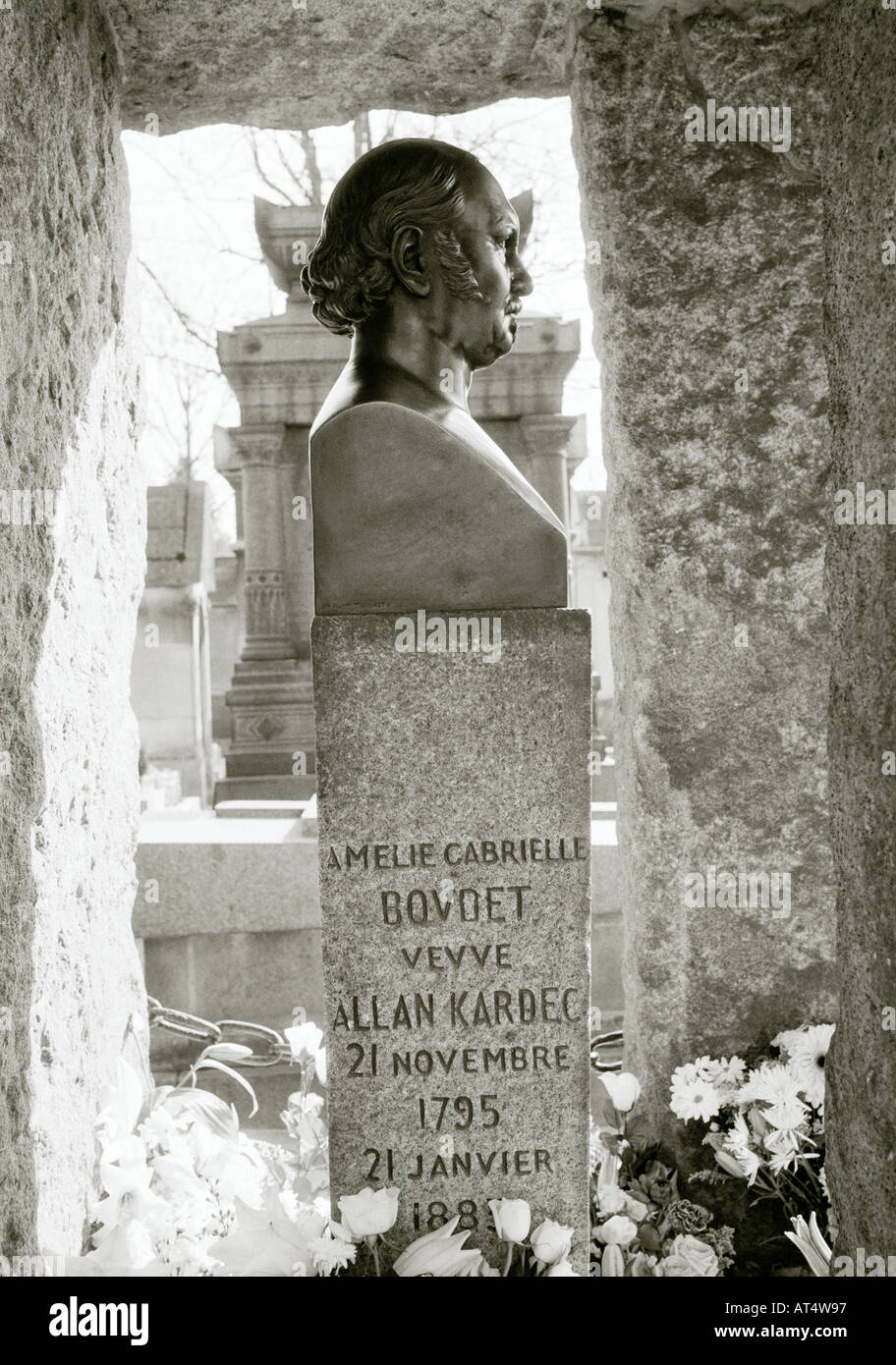Grave of spiritualist Allan Kardec in Pere Lachaise Cemetery in the ...