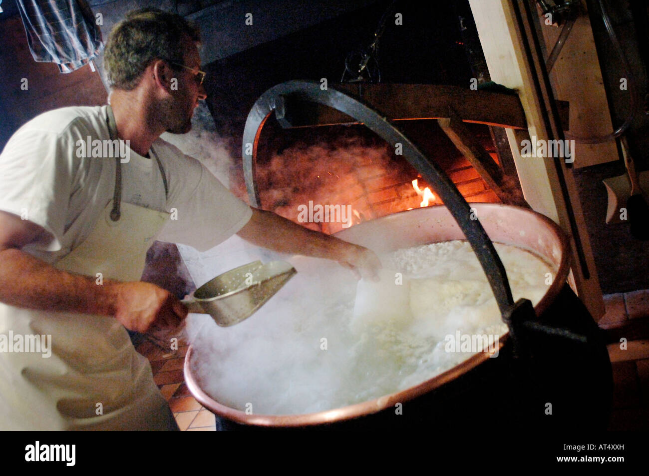 Making Zigger, a form of curd cheese, from the remaining whey Stock ...