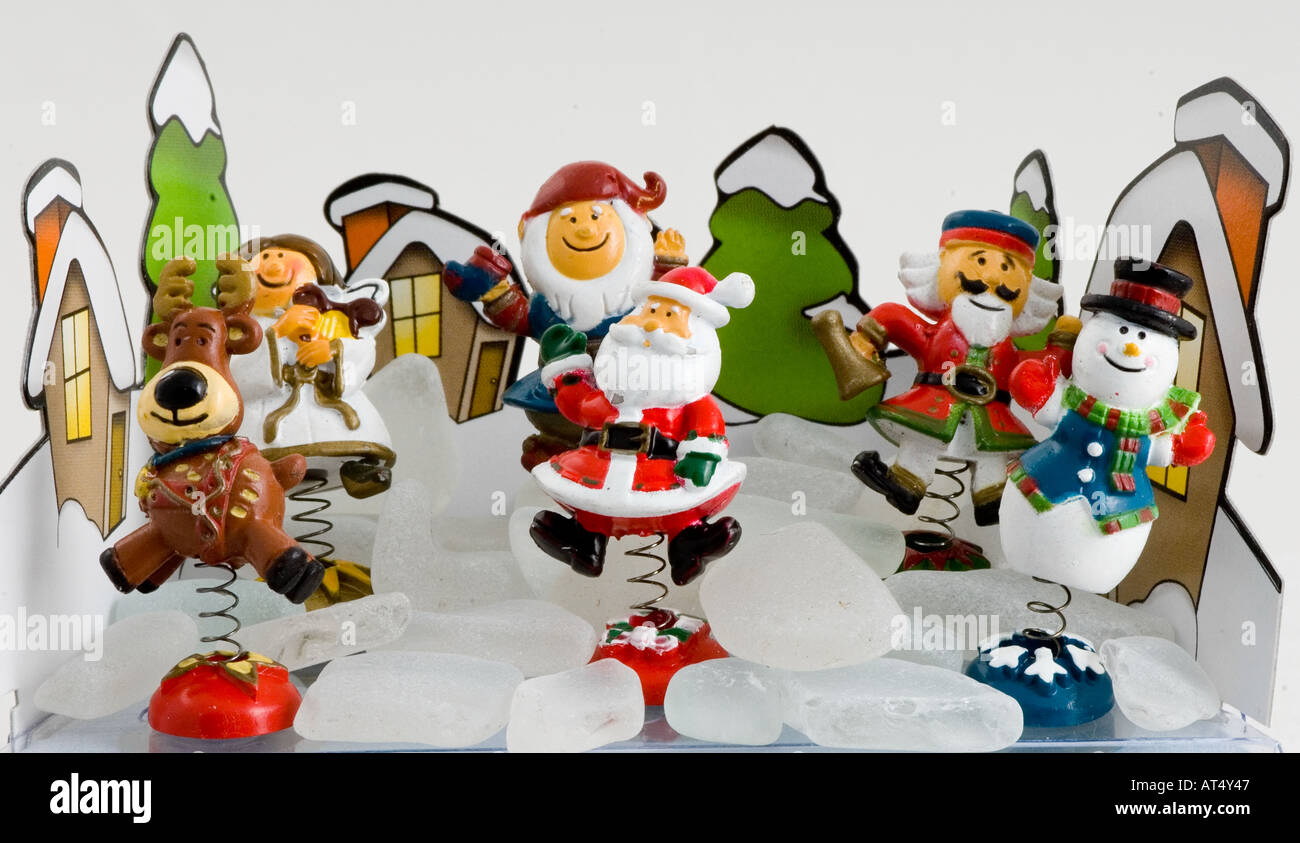 Funny christmas characters on springs Stock Photo - Alamy