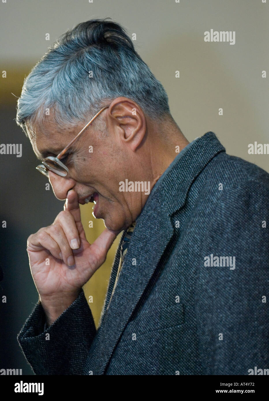 Professor Rajmohan Gandhi, grandson of Mahatma Gandhi at a conference ...