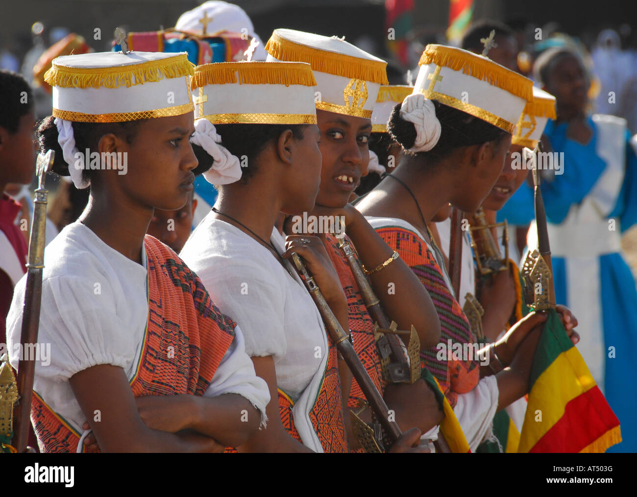 Young Ethiopian women participating in Orthodox Church celebration ...